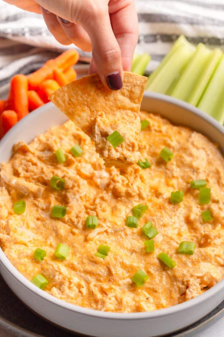 High Protein Buffalo Chicken Dip (Made with Cottage Cheese!) | Greens ...